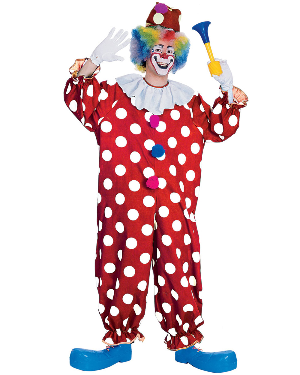 Cl529 Dotted Clown Carnival Funny Circus Joker Birthday Adult Halloween