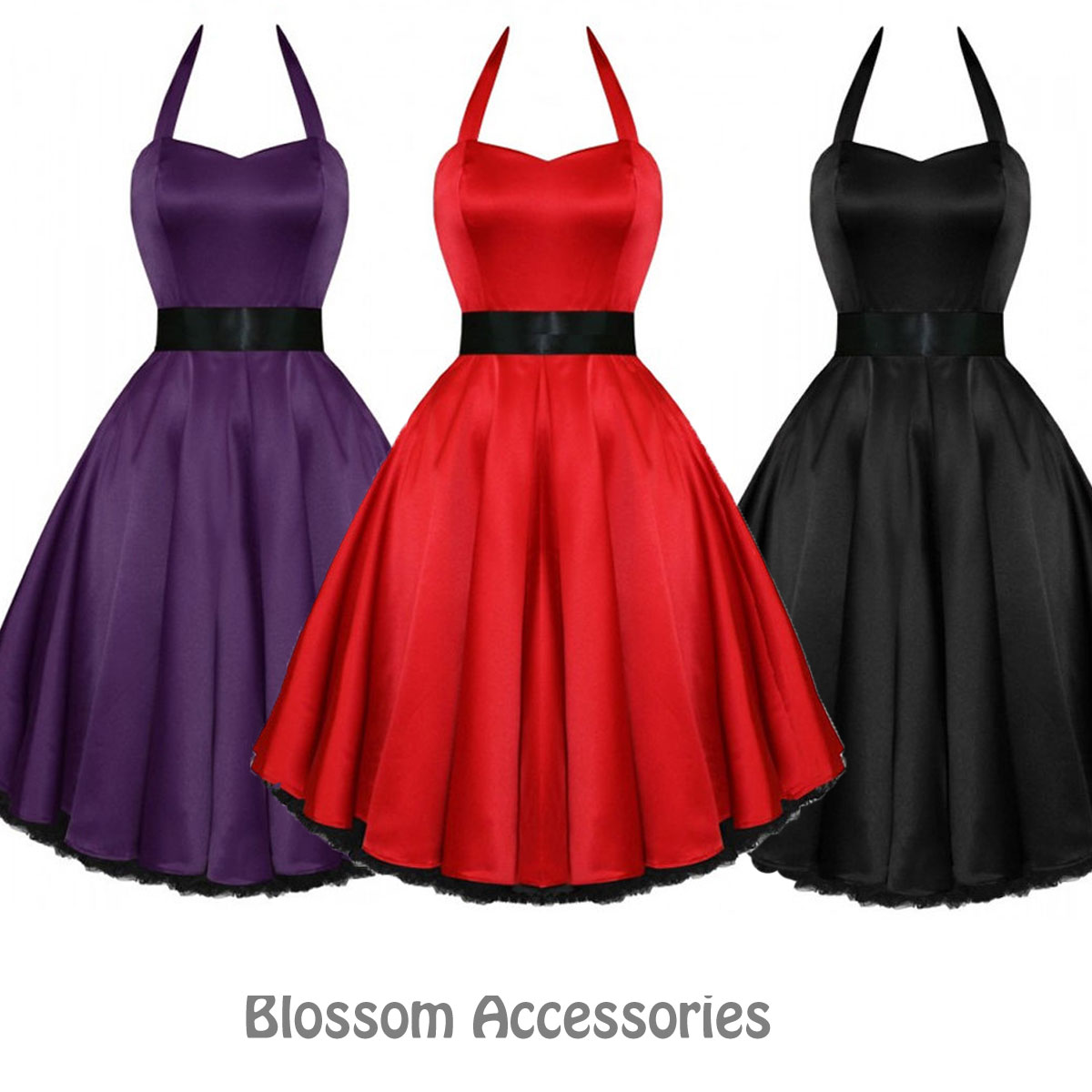 Rkh9 Hearts Roses Satin Rockabilly Dress Pin Up Vintage 50s Party Prom