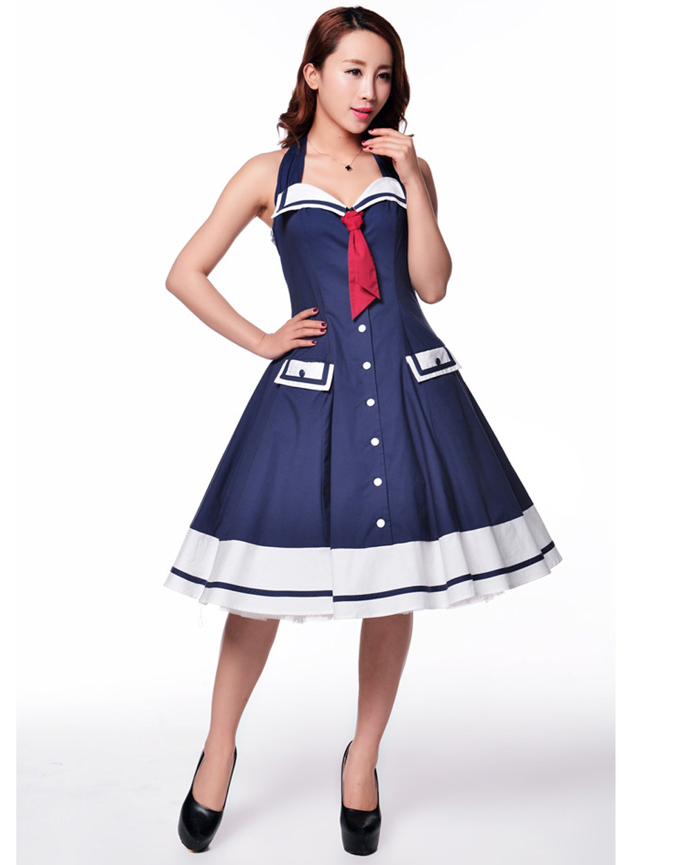 Rk103 Rockabilly Sailor Retro Nautical Costume Dress Pin Up Vintage 50s